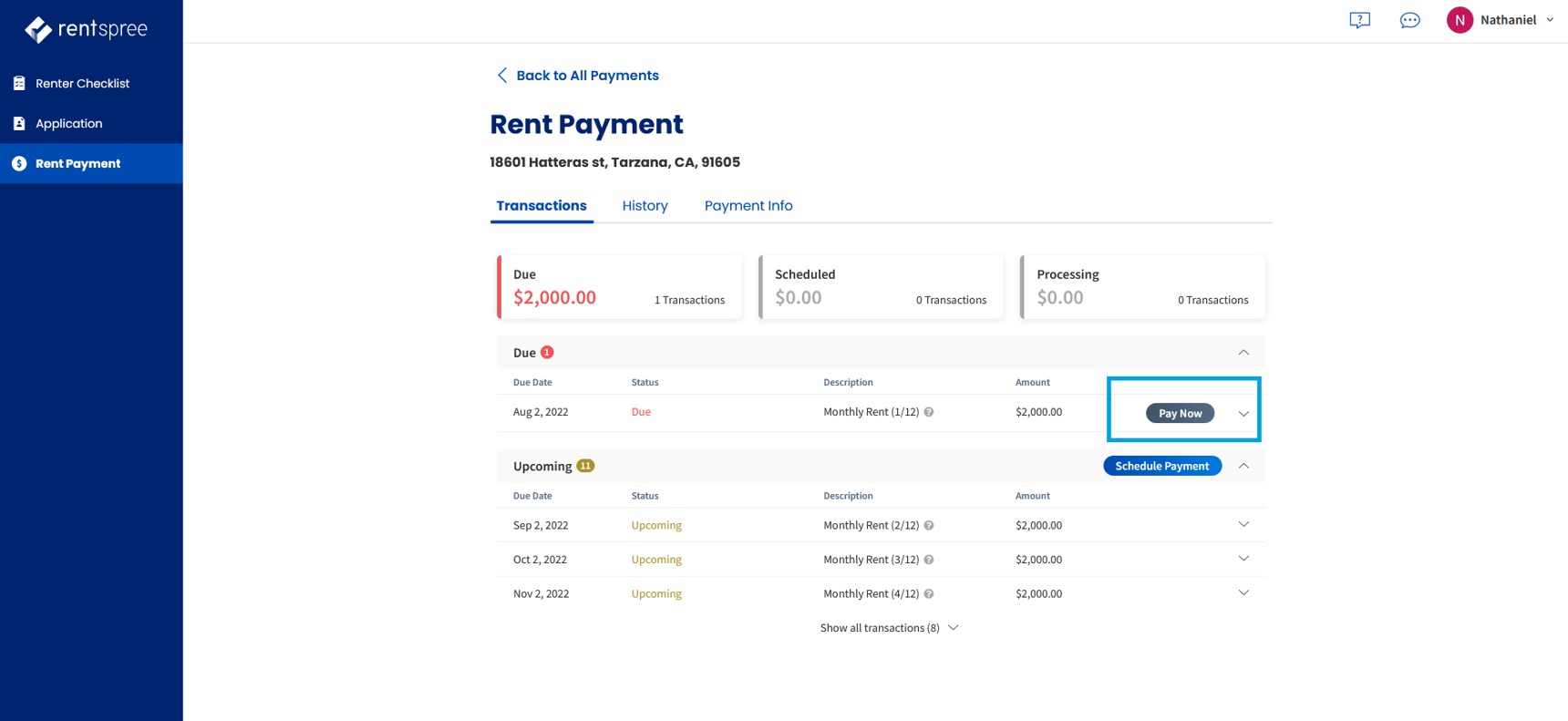How to process a rent payment