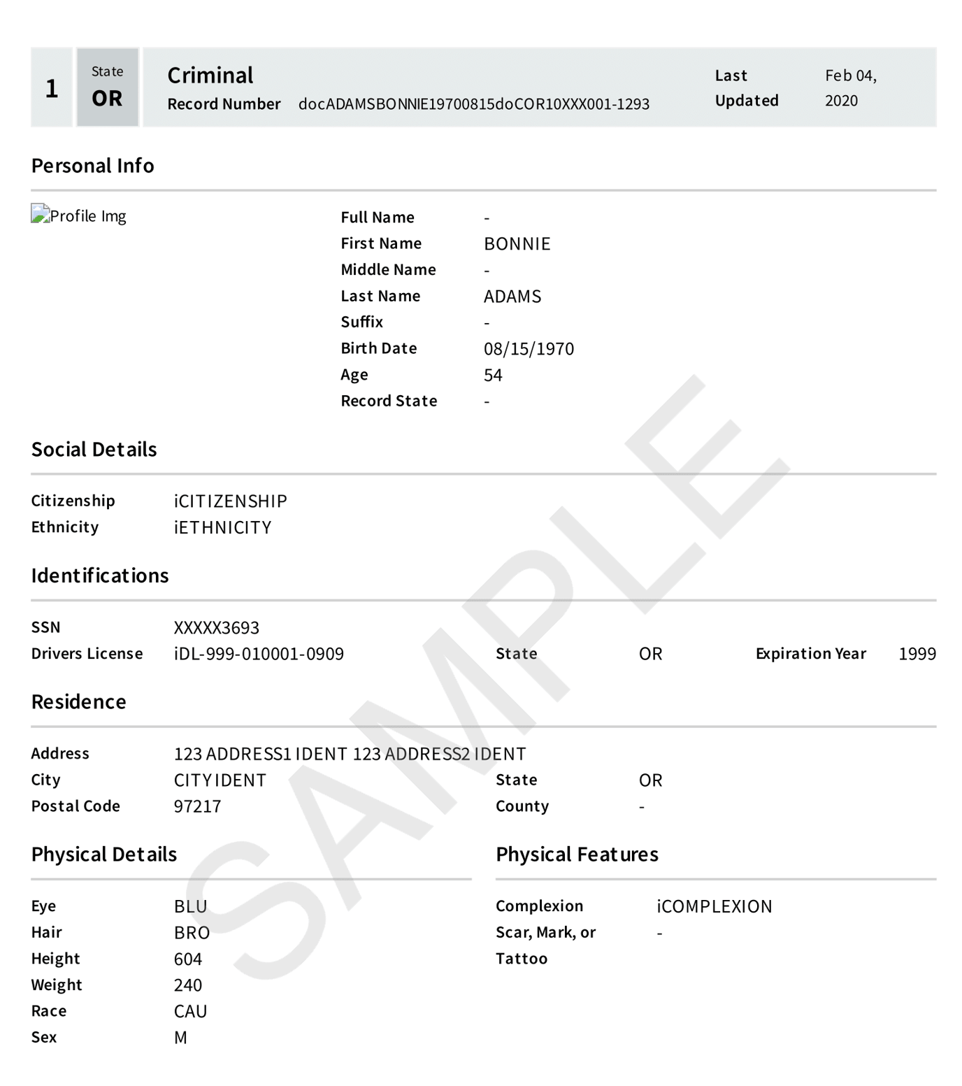 Sample Document: TransUnion Screening Reports