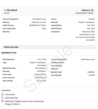 Sample Document: TransUnion Screening Reports