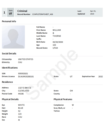 Sample Document: TransUnion Screening Reports